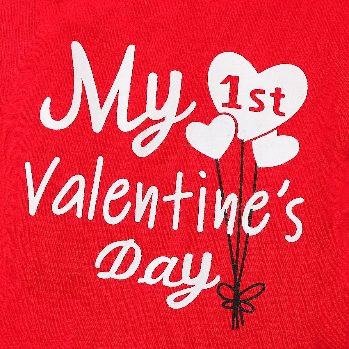 My 1st Valentine Outfits Infant Baby Girl Clothes Newborn Outfits Ruffler Floral Pants Bow Headband Hat 4pcs 3-6 Months Red