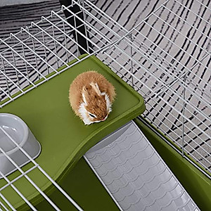 PawHut 35" Small Animal Cage Chinchilla Guinea Pig Hutch Ferret Pet House with Platform Ramp, Food Dish, Wheels, & Water Bottle