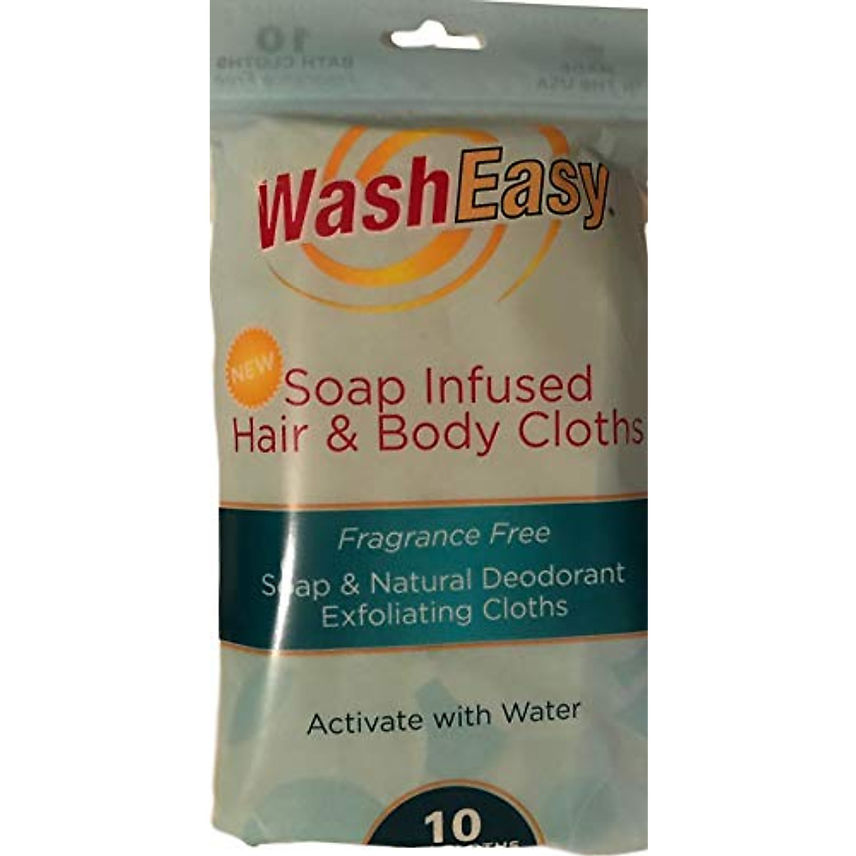 WASHEASY No Scent Hunting Wipes Soap Infused Hair and Body Cloths 10 pack Sheet Camping RV College Home Hunting Anywhere Use