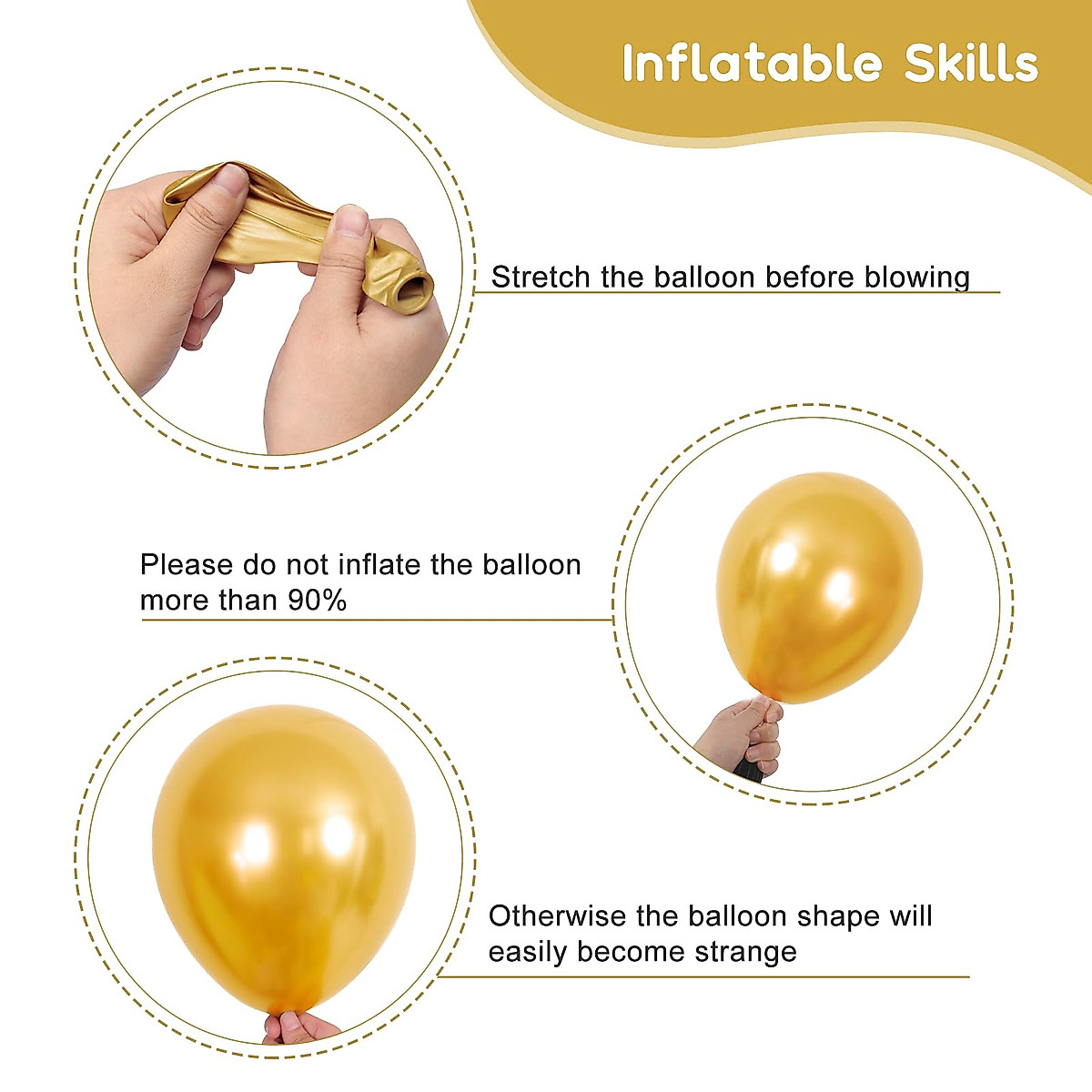 RUBFAC 110pcs Metallic Gold Balloons Latex Balloons Different Sizes 18 12 10 5 Inch Party Balloon Kit for Birthday Party Graduation Baby Shower Wedding Holiday Balloon Decoration
