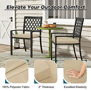 Basic Beyond Outdoor Chair Cushions for Patio Furniture, Waterproof Outdoor Cushions, Round Corner Patio Chair Cushions Set of 4 with Ties, 17"x16"x2", Beige