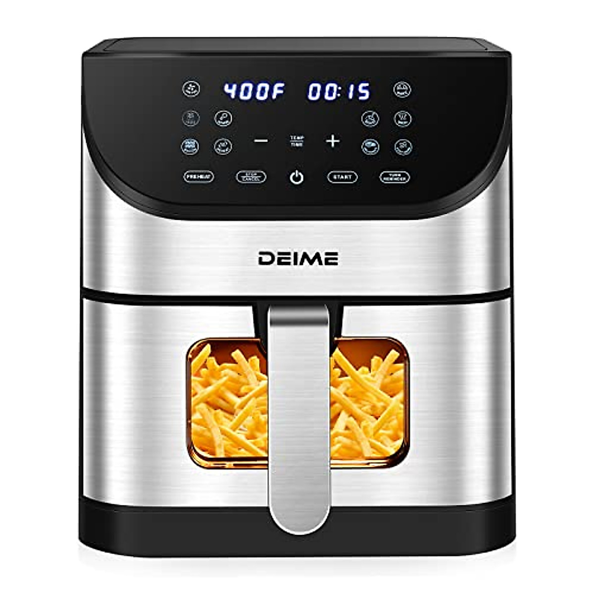 Air Fryer 6.2 QT Oilless AirFryer 1500W Electric Healthy Oven Cooker Large Capacity with Visible Cooking Window, 10 Presets in One Touch , Digital Control, Customerizable Cooking, Non-Stick Basket, Included Recipe