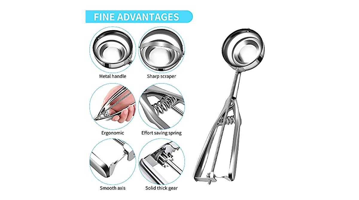 Premium Cookie & Ice Cream Scoop Set - 3 Sizes Stainless Steel