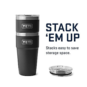 YETI Rambler 20 oz Stackable Tumbler, Stainless Steel, Vacuum Insulated with MagSlider Lid, Black