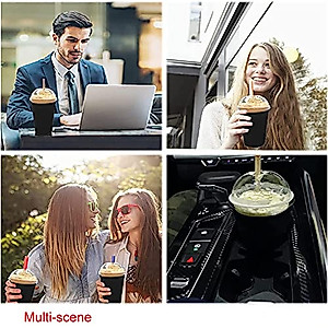 Iced Coffee Sleeves Reusable Insulator Sleeves for Cold Drinks Neoprene Cold Cup Holder for Starbucks, Dunkin (Large 2, Black)