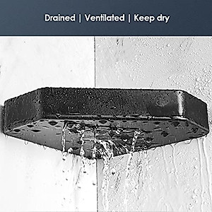 Veefos Corner Shower Caddy with Razor Holders, Shower Organizer Corner Shower Shelf Bathroom Shelf Storage Rack Floating Shelf, Space Aluminum(1 Pack, Black)