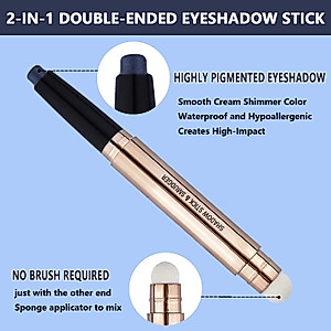OVIQERKI 18 color eyeshadows stick shimmer,Highlighter waterproof eyeshadow pen,Colour pop eye makeup (Deep space black #12)