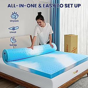 3 Inch Memory Foam Mattress Topper Queen, Gel Foam Mattress Topper Queen for Pressure Relief, High Density Cooling Memory Foam Pad, Premium Soft Mattress Topper, Certipur-Us Certified