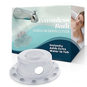SlipX Solutions Bottomless Bath | Overflow Drain Cover for Tub | Best Gifts for Mom, Spa & Bath Accessories | Drain Block, Water Stopper Plug | Bath Essentials for Women | 4" Diameter, Clear