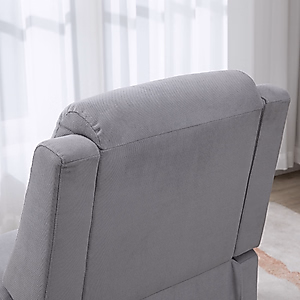 HOMCOM Fabric Recliner Chair, Modern Push Back Reclining Chair, Accent Lounge Arm Chair with Footrest, Solid Wood Legs, Gray