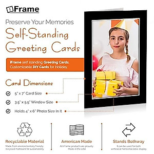 iFrame Self-Standing Greeting Card With Insert picture Frame | Genuine Matboard Cards And Envelopes | Hold 4 x 6 Inch Photo | Customizable For Holiday, Thank You Cards And Graduation Card (Pack Of 15)