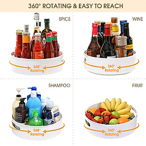 Jeko 2 Pack Plastic Lazy Susan Turntable Storage Container Non-Skid Lining Kitchen Spinning Cabinet Organizers, 9" & 12" Rotating Spice Organizer for Fridge, Pantry, Countertop, Vanity