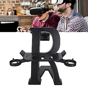 Upgraded Version Universal VR Stand,More Stable Base Headset Display Holder and Controller Mount Station for Oculus Quest, Quest 2, Rift, Rift S Headset and Touch Controllers(Black)