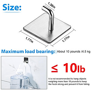 NOOX 5-Pack Stainless Steel Towel Racks Door Wall Hooks for Hanging- Adhesive No-Drill, Accessories for Bathroom, Kitchen, Bedroom, Gift Ideas for Women