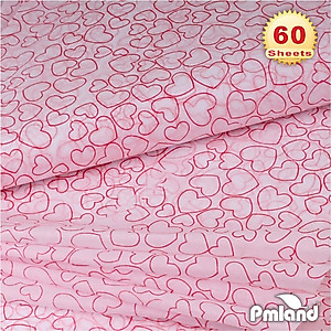PMLAND Premium Quality Gift Wrap Printed Tissue Paper - Valentine Heart - 15 Inches X 20 Inches 60 Sheets
