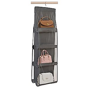 ABSOK Handbag Hanging Organizer,Hanging Purse Organizer Handbag Storage Hanger Oxford Cloth Dust Proof Storage Holder Bag Wardrobe Closet Space Saving Organizers System,Washable - 8 Pocket