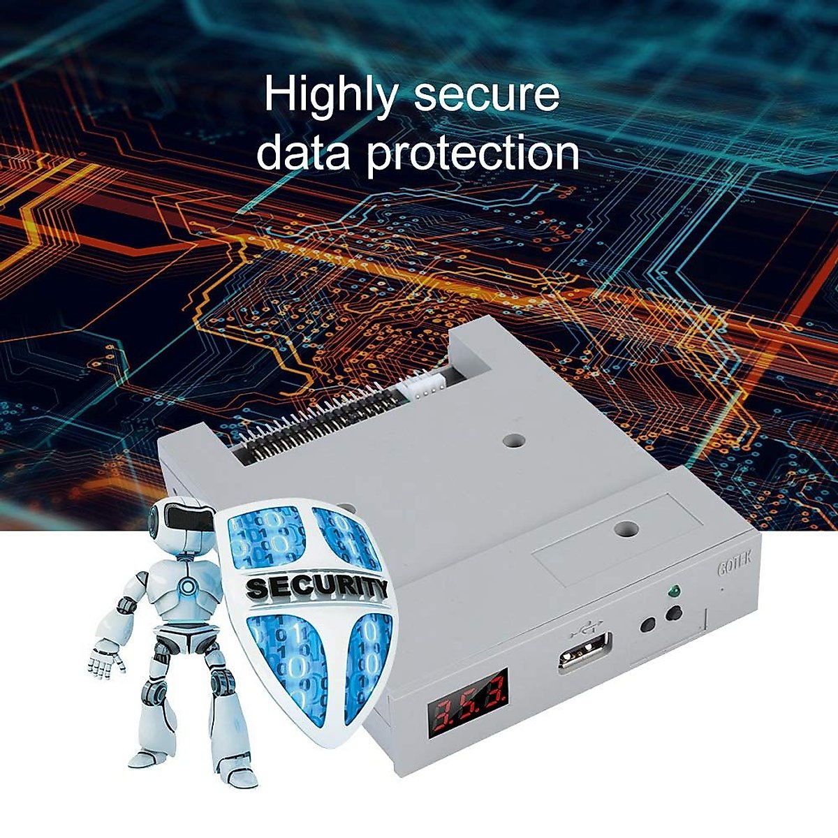 Sutinna USB Floppy Drive Emulator, SFR1M44-U100 3.5in 1.44MB USB SSD Floppy Drive Emulator Built-in Memory Plug and Play for Industrial Control Device