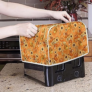 Jiueut 4 Slice Toaster Cover, Fall Sunflower Pumpkin Print Bread Toaster Oven Dustproof Cover, Waterproof Kitchen Small Appliance Cover Broiler Organizer Bag Anti Fingerprint Protection Woman Gifts