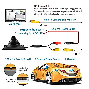 BIGFOX Back up Camera IP67 Waterproof 140°Adjustable Lens Rear View Mirror Camera with Induction Lighting Super Wide Viewing Great HD Night Vision Back Up Camera Systems for Car Truck SUV