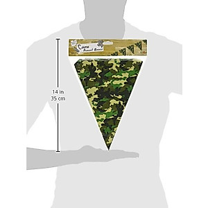 Beistle 50709 Camo Flag Pennant Banner, 10 by 12-Feet (3-Pack)