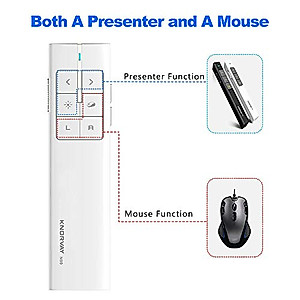 NORWII N99 Wireless Presenter Mouse Pointer, 2.4GHz Presentation Clicker Rechargeable PPT PowerPoint Clicker for Powerpoint Presentation Remote Slide Advancer, Support Hyperlink/Volume/Pause/Mac