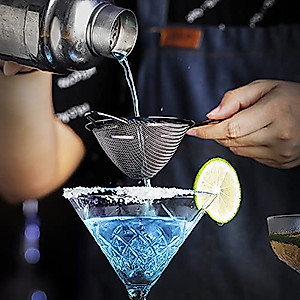 KUFUNG Fine Mesh Sieve Strainer Stainless Steel Cocktail Strainer Food Strainers Tea Strainer Coffee Strainer with Long Handle for Double Straining Utensil (S, Gray)