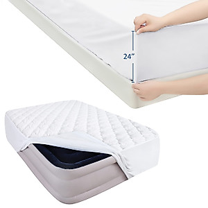 Moonsea Queen Extra Deep Pocket Mattress Pad and Sheet Set, Microfiber, 16 to 24 Inch Mattress, Includes 2 Pack Pillowcases