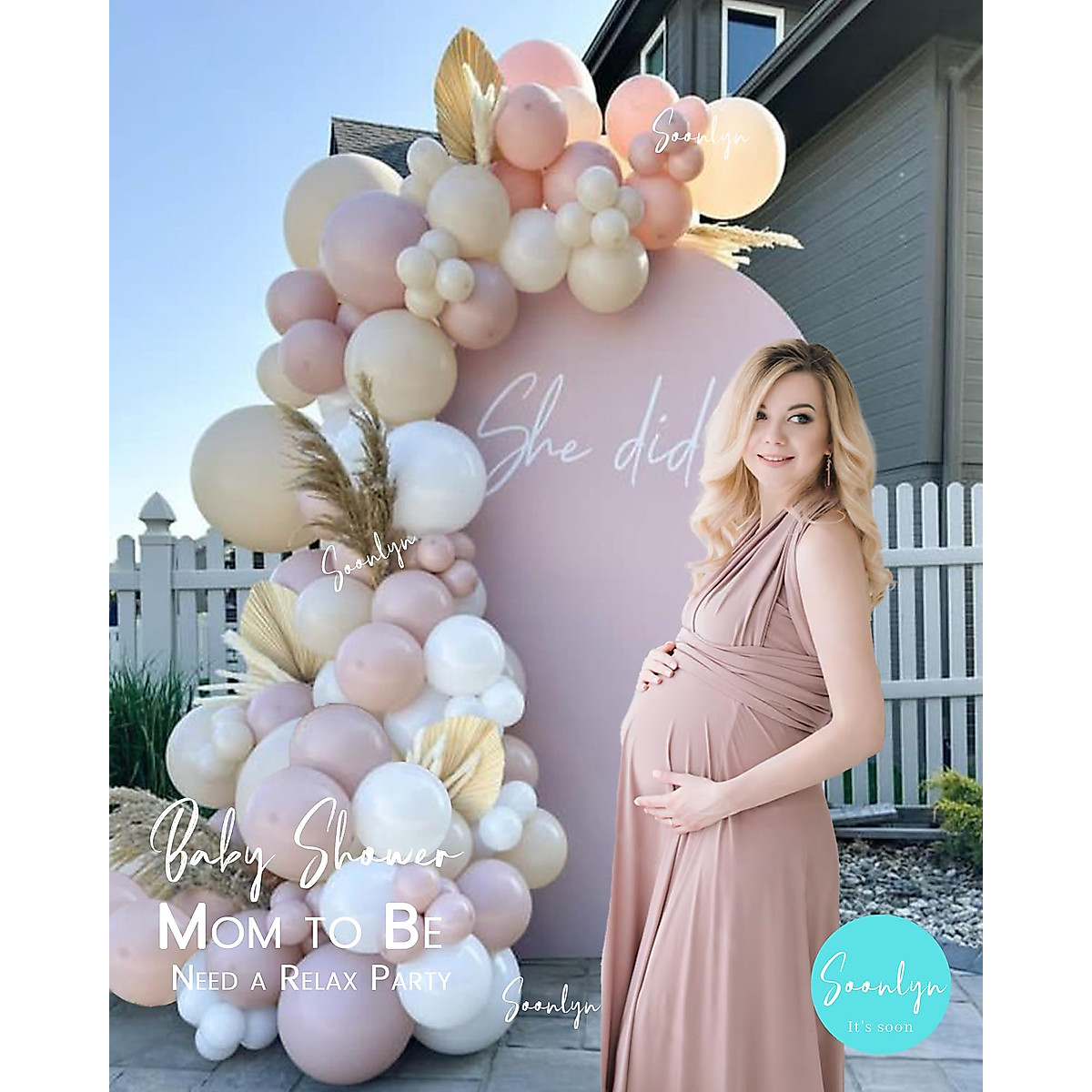 Soonlyn Pink Balloon Arch Kit, 13ft Thicken Dusty Pink Boho Neutral Theme for Coquette Birthday Party Baby Shower Bridal Shower