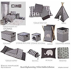 Bacati Elephants Unisex Fabric Storage Box/Tote Large,, White/Grey