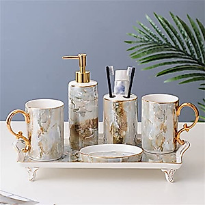 WYKDD Bathroom Toiletries Toilet Brushing Cup Wash Set European Ceramic Bathroom Six-Piece Set