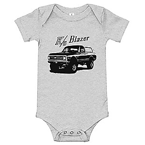 1971 Chevy K5 Blazer Vintage Truck Baby Onesie Short Sleeve one Piece Athletic Heather