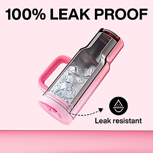 ENCOOL 40 oz Tumbler with Handle and Straw, 100% Leakproof Insulated Tumbler with Lid and Straw, Stainless Steel Travel Mug, Keeps Cold for 34 Hours, Car Cup Holder Friendly (Flamingo)