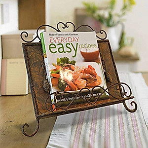 Antique Metal Cookbook Stand Recipe Book Stand for Kitchen Easel Weighted Chain for Gift