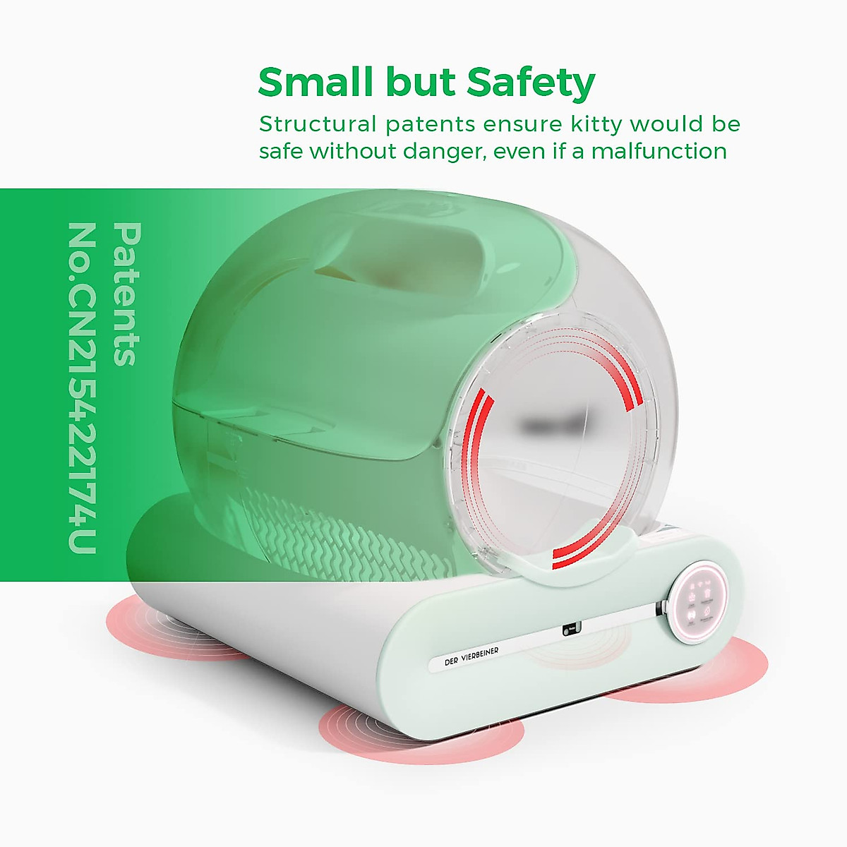 DER VIERBEINER Self-Cleaning Cat Litter Box, Automatic 65L+9L Large Capacity Cleaning Robot, APP Control/Odor Removal/Safety Protection Smart Cat Litter Box for Multiple Cats 【2023 Newest Version】
