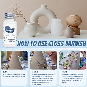 1DFAUL Air Dry Clay Varnish,50ml Gloss Finish Glaze for Air Dry Clay, Clay Paint for Pottery Air Dry, High Gloss & Scratch Resistant & Waterproof, Design for Air Dry Clay Pottery (Gloss Varnish)