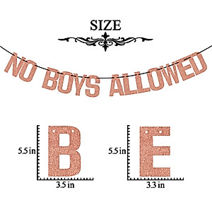 No Boys Allowed Banner, Women Bride Bachelorette Decorations, Bride to Be Banner, Bachelorette Party Decorations, Bride Pajamas Party Supplies Rose Gold Glitter