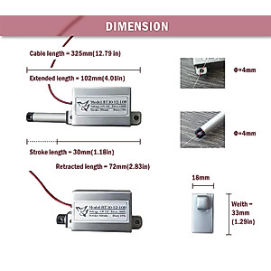 ActoCat Micro Linear Actuator 1.2" Stroke Mini Size - 22Lbs Force - 12V DC Power with Mounting Brackets, for Window Opener, Robotics, Home Automation