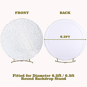 Silver Round Backdrop Cover 6.5ft Sequin Circle Backdrops Curtain Photo Backdrop Arch Covers for Wedding Party Baby Shower Bridal Shower Photography Birthday Prom Background Decorations