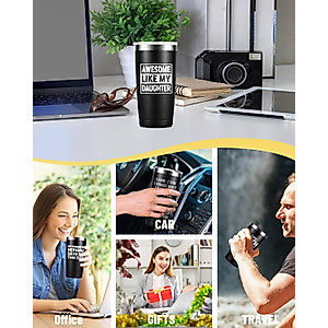 KIKERRO Fathers Day Dad Gifts from Daughter, Birthday Christmas Gift for Men Stepdad, 20 oz Tumbler Mug, Black