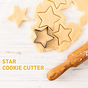 6 Piece Star Cookie Cutters Moon Cookie Cutters Cloud Cookie Cutters Stainless Steel Biscuit Cutter and 6 Pieces Sugar Stirring Pins for Kitchen Baking