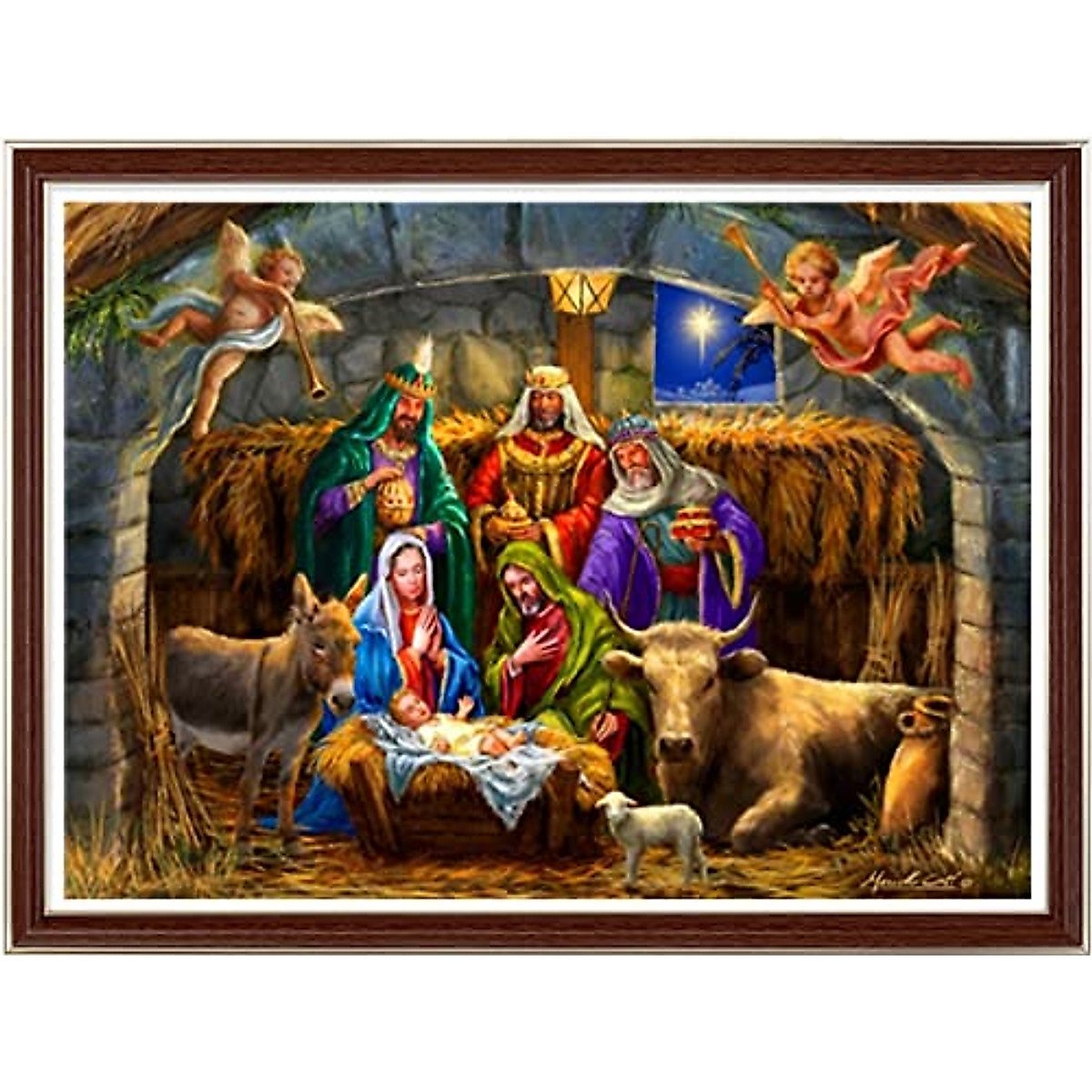 Dimxvean Cross Stitch Kits, Stamped Cross Stitch Kits for Adults Beginners,Full Range of Cross-Stitch Stamped Kits Needlecrafts Embroidery Kits 11CT-Nativity 17.7x24.4 inch