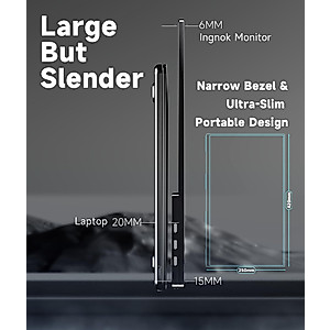 Ingnok 18.5 Inch Portable Monitor, 100% sRGB FHD Laptop Screen Extender USB C HDMI Portable Gaming Monitor w/Smart Cover & Speakers, External Monitor for Laptop Mac PC