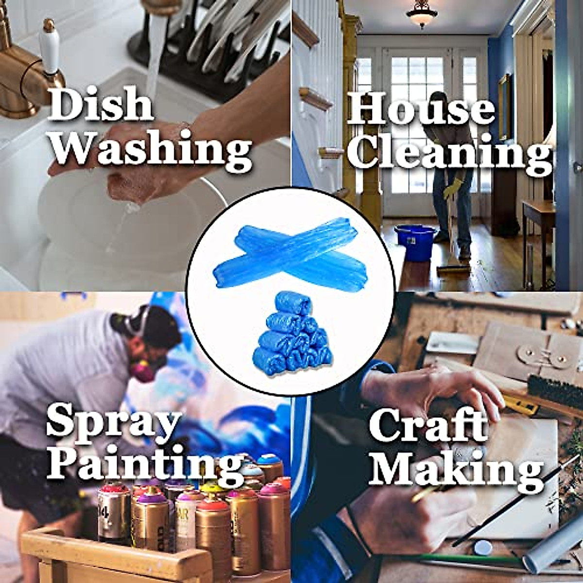 Yzurbu 200pcs Plastic Disposable Sleeves, Waterproof Sleeve Protector for Arm with Elastic on Cuff