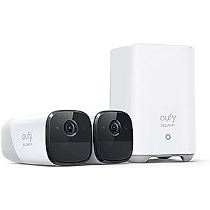 EufyCam 2 Pro 2K Indoor/Outdoor 2-Camera Security System - White (Renewed)