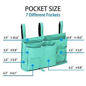 DIFFLIFE Bedside Storage Organizer, 8 Pockets Hanging Storage Bag Organizer Holder,2019 Bedside Caddy for Bunk Dorm Rooms & Hospital Bed Rails（Green） (YUNDA118)