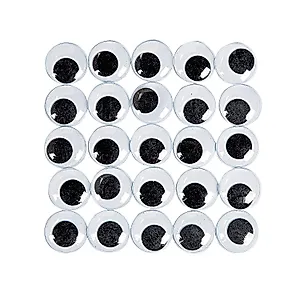 Fun Express 100 Super Huge Black Wiggle Googly Eyes - Arts and Craft Supplies Wiggly Eyes, black, white, 25mm