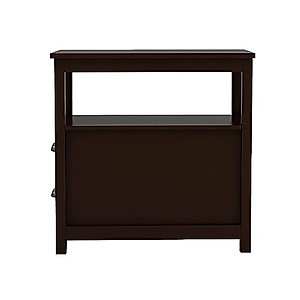 CEMKAR End Table Narrow Nightstand with Two Drawers and Open Shelf Bedside Table, Small Side Table End Table Next to The Sofa,for Bedroom Living Room (Brown)