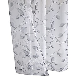 LOFT LIVING Tandem Leaf Indoor/Outdoor Grommet Curtain Panel 54" x 84" in Grey
