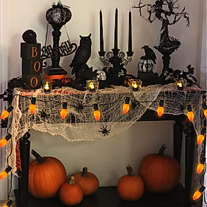 SUNSGNE 25 Pack C9 LED Outdoor Christmas Orange Light Bulbs, C9 Plastic Shatterproof LED Replacement Bulbs for Christmas Outdoor Patio String Lights, E17 Intermediate Base - 0.6 Watts