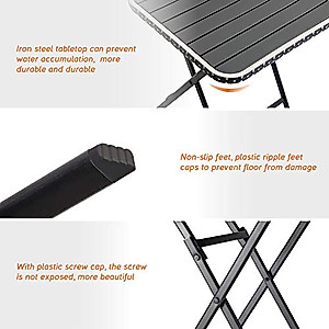 WAMPAT 3 Pcs Patio Bistro Set Plus Size Wicker Folding Furniture Set, 2 Wicker Folding Chairs, Iron Slatted Tabletop Table for Small Space Lawn, Pool, Balcony & Garden J0004D-1